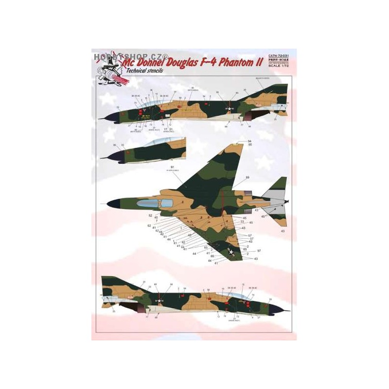 F-4 Phantom II stencils - 1/72 decal - Hobbyshop.cz