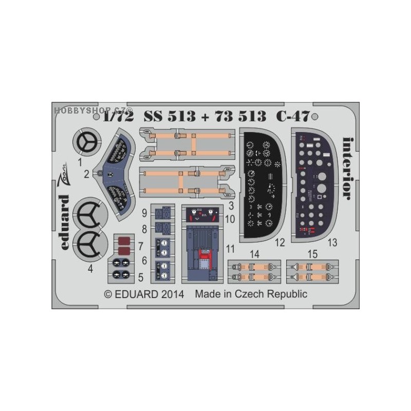 C-47 interior S.A. - 1/72 ZOOM painted PE set - Hobbyshop.cz