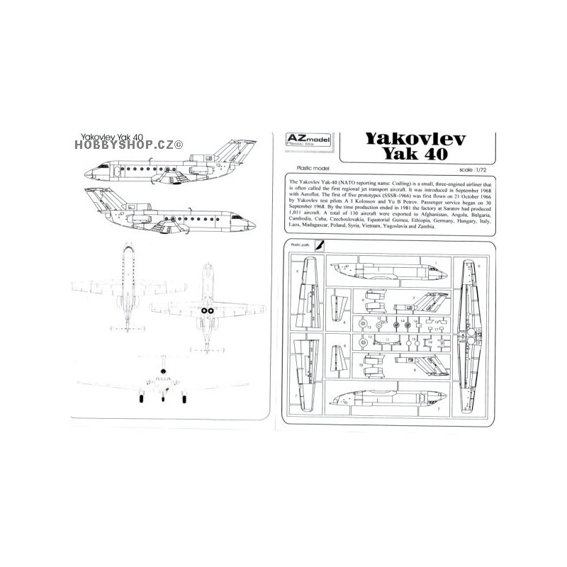 Yakovlev Yak-40 Military - 1/144 kit - Hobbyshop.cz